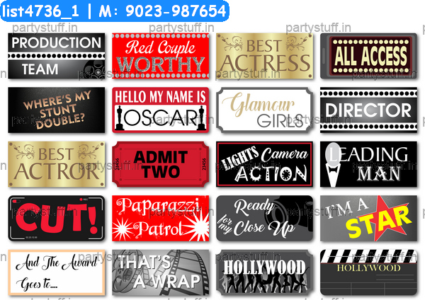 Hollywood Party Props Props in Hollywood theme