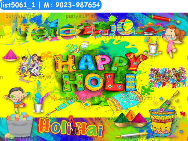 Holi Welcome Sign Decoration in Holi theme