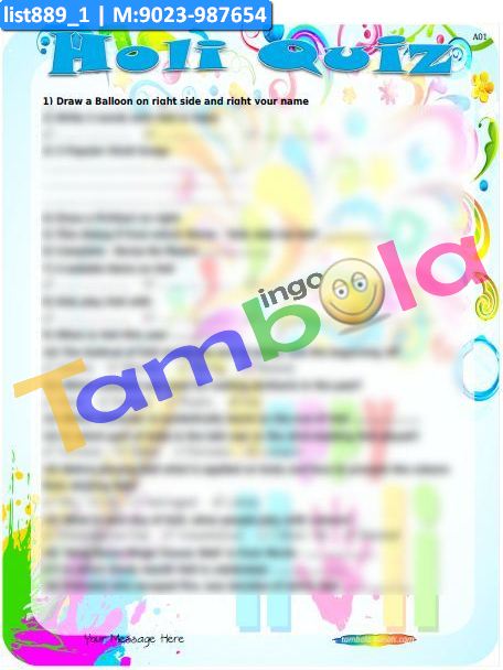 Holi Quiz in Holi theme - Designs - PartyStuff