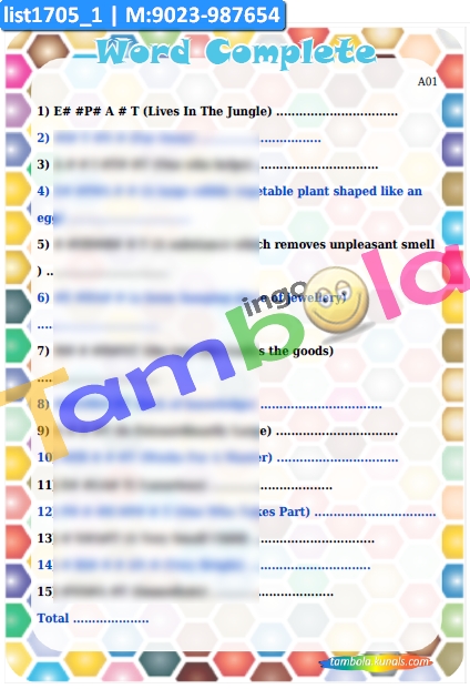Word Blank Complete Paper Games in Generic theme