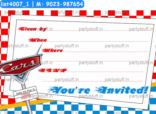 Car Birthday Invitation Card Cards in Car theme